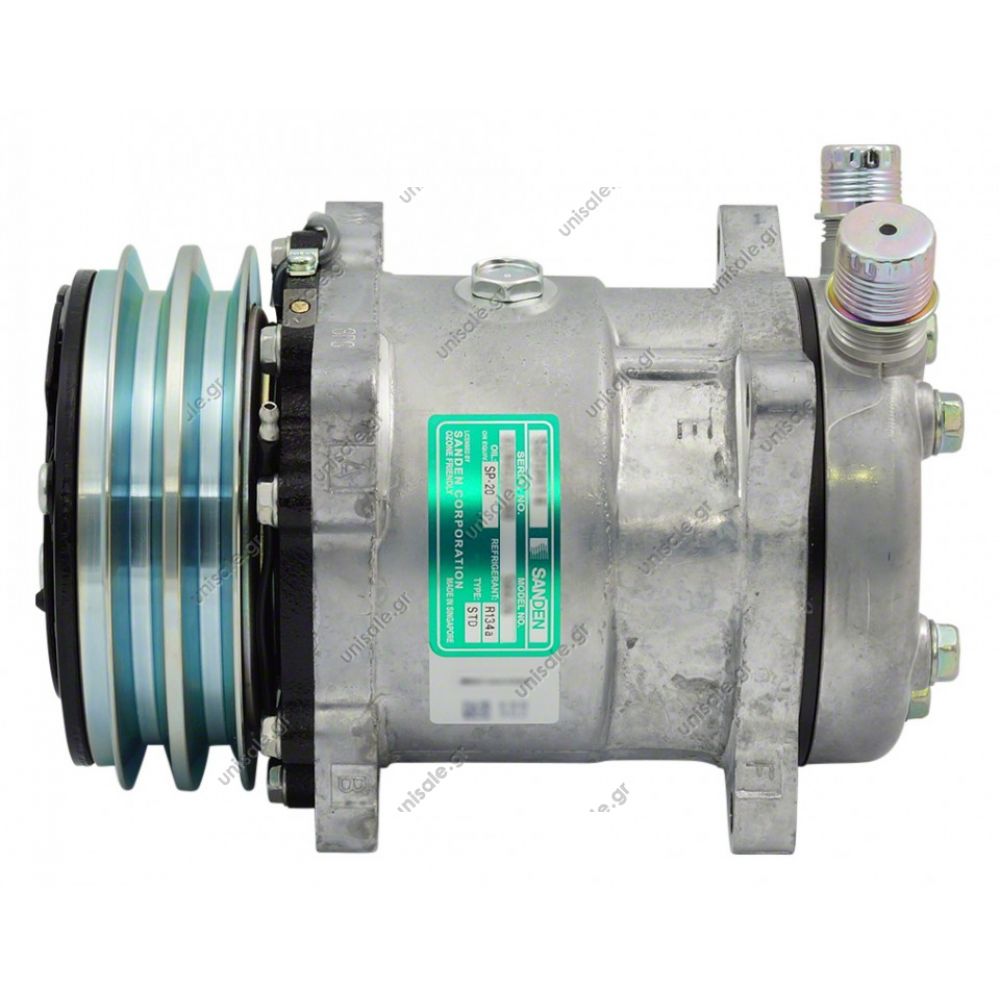 COMPRESSOR, SANDEN SD5H14 S6626, 12V 132mm 2-A R134A, VERT O-RING, EAR ...