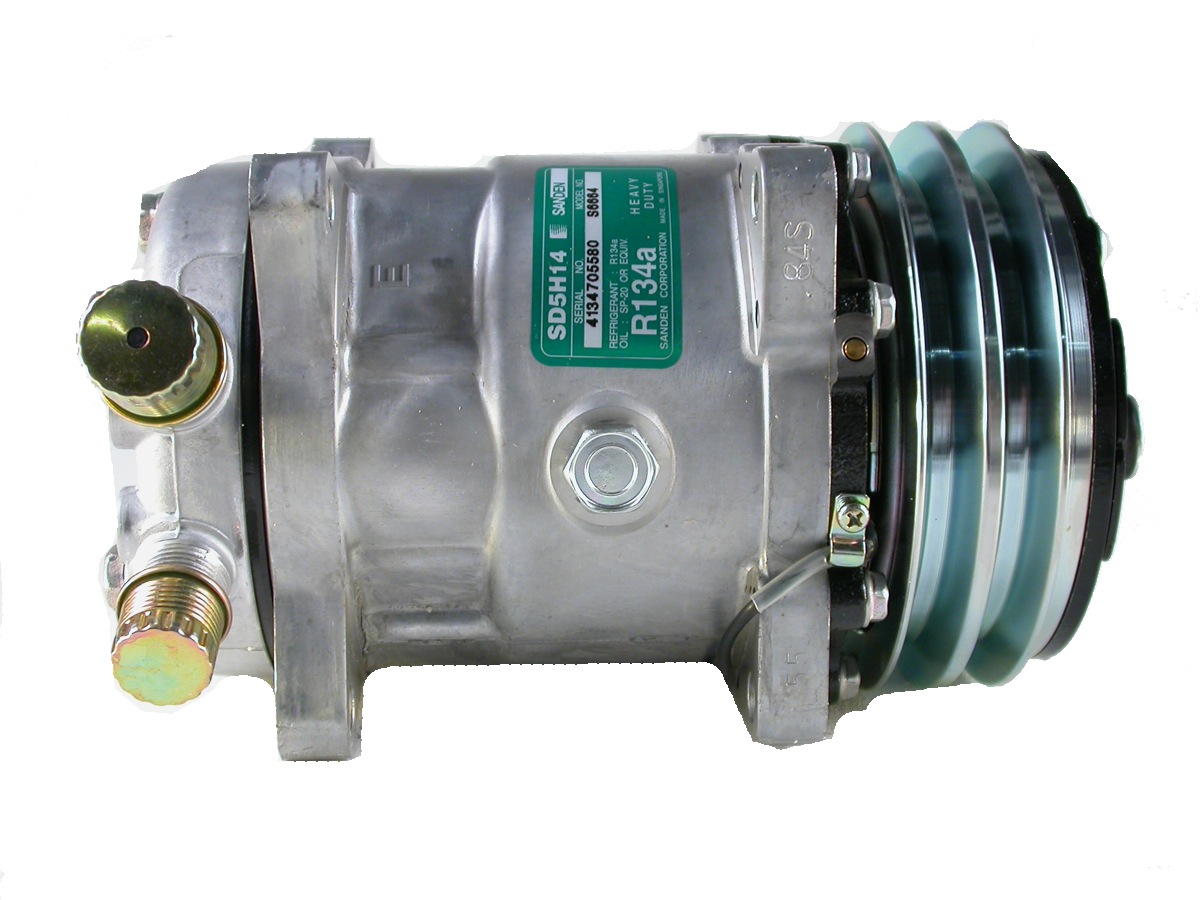 COMPRESSOR, SANDEN SD5H14 S6626, 12V 132mm 2-A R134A, VERT O-RING, EAR ...